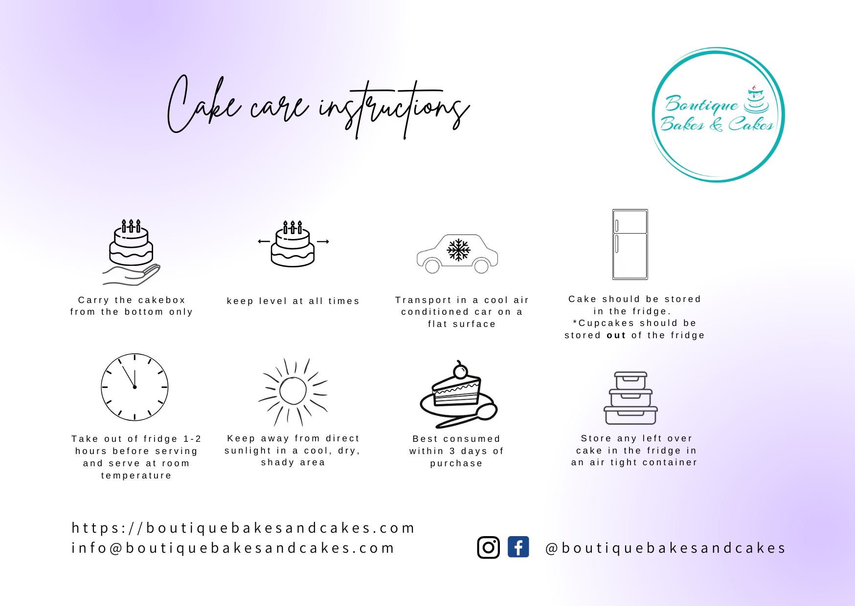 Cake Care Guide – Boutique Bakes & Cakes